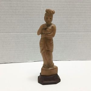 Accents | Beautifully Detailed Vintage Hand Carved Wood Asian Woman ...